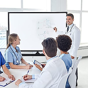 Large Dry-Erase Rolling Magnetic Whiteboard - 48 x 32 Inches White Board Height Adjust Double Sides Mobile Portable Easel on Wheels, Dry Erase Board with Stand for Office, Home & Classroom