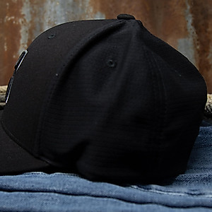 HOOEY Men's Ash Flexfit Fitted Hat (Small/Medium, Black)