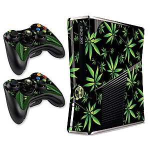247 Skins Graphics kit Sticker Decal Compatible with Xbox 360 Slim and Controllers - Weeds Black