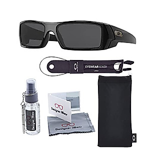 Oakley Gascan OO9014 03-471 Polished Black/Grey Sunglasses Leash + BUNDLE with Designer iWear Complimentary Care Kit