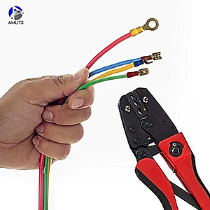 Amlits 300 PCS Insulated Wire Electrical Connectors - Butt, Ring, Spade, Quick Disconnect - Crimp Terminals Connectors Assortment Kit