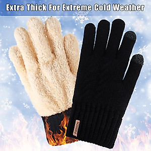 Janmercy 3 Pairs Winter Fleece Lined Gloves for Women Thick Warm Lining Touch Screen Thermal Gloves for Cold Weather Work(Black, Light Gray, Coffee)