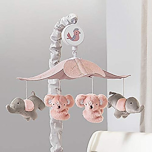 Lambs & Ivy Calypso Pink/Gray Koala & Elephant Musical Baby Crib Mobile
