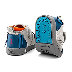 ikiki Spider Squeaky Shoes for Toddlers w/Adjustable Squeaker, Gray Girl or Boy Shoes (Size 7, Silk Von Webster)