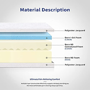 Olee Sleep 9 Inch Gel Memory Foam Mattress, Queen, White