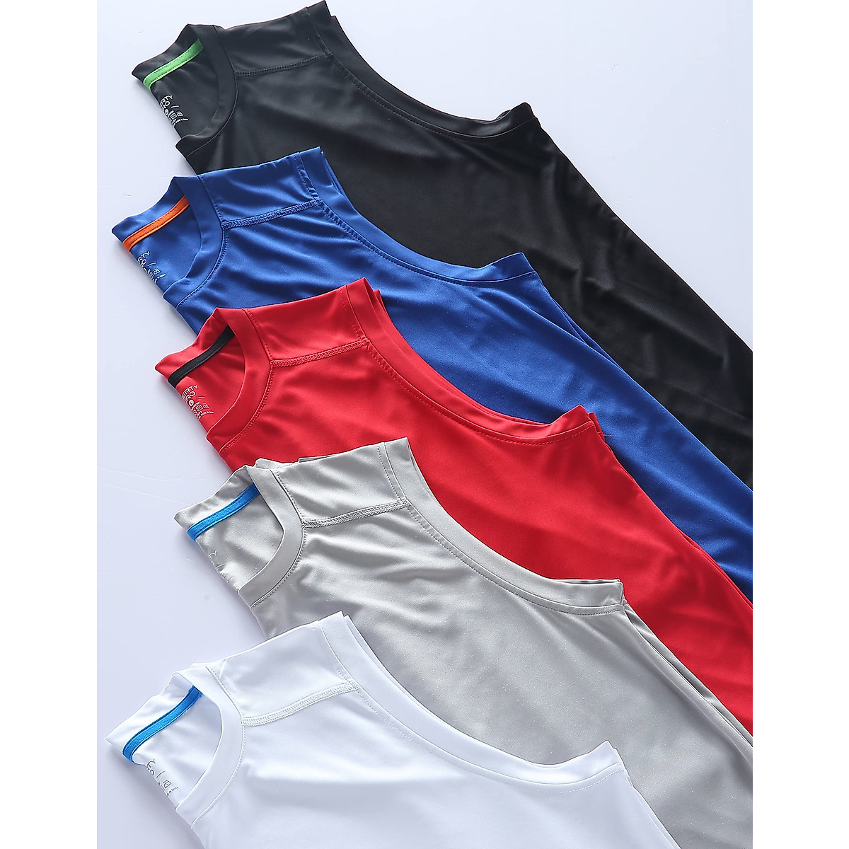 Liberty Imports Pack of 5 Men's Stretch Cool Dry Muscle Tank Tops Athletic Crewneck Sleeveless Workout Shirts (White/Red/Blue/Gray/Black, XX-Large)