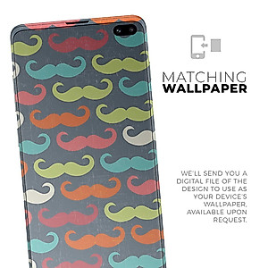 DesignSkinz Colorful Scratched Mustache Pattern Protective Vinyl Decal Wrap Skin Cover Compatible with The Samsung Galaxy S20 (Screen Trim & Back Glass Skin)