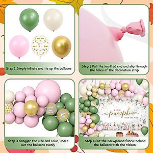 AIBIIN 116pcs Little Pumpkin Baby Shower Decorations for Girls Fall Pumpkin Balloon Garland Arch Kit with Pumpkin Baby Shower Backdrop Fall Pumpkin for Thanksgiving Baby Shower Decor