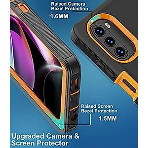 Aimoll-88 Moto G 5G 2022 Case: Heavy Duty Shockproof Protection, Built-in Screen Protector, Black/Orange