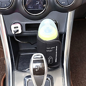 USB Baby Bottle Warmer, Razzil DC 5V USB Heating Portable Car Travel Milk Bottle Warmer, Keep Baby Milk Warm (Power Bank NOT Include)