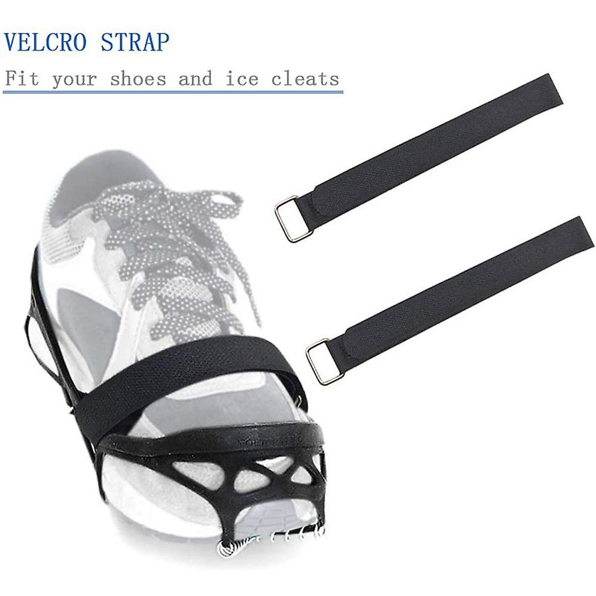 Ice Cleats,Highly elastic Traction Cleats Grippers with tape Strap and Storage Bag Anti Slip Walk Traction Cleats for Hiking Walking on Snow and Ice(L: Women10-15/Men9-13/foot length 255-297 mm)