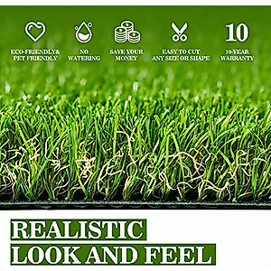 AYOHA Artificial Turf 4' x 5' with Drainage, 1.38 Inch Realistic Fake Grass Rug Indoor Outdoor Lawn Landscape for Garden, Balcony, Patio, Synthetic Grass Mat for Dogs, Customized