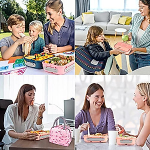 XIANKE 27Pcs Bento Box Lunch Box Kit, 1300ML Lunch Container for Kids/Adults, Durable Leak-proof Box 4 Compartments with Spoon Fork Bag Accessories, Microwave Dishwasher Freezer Safe,BPA-Free