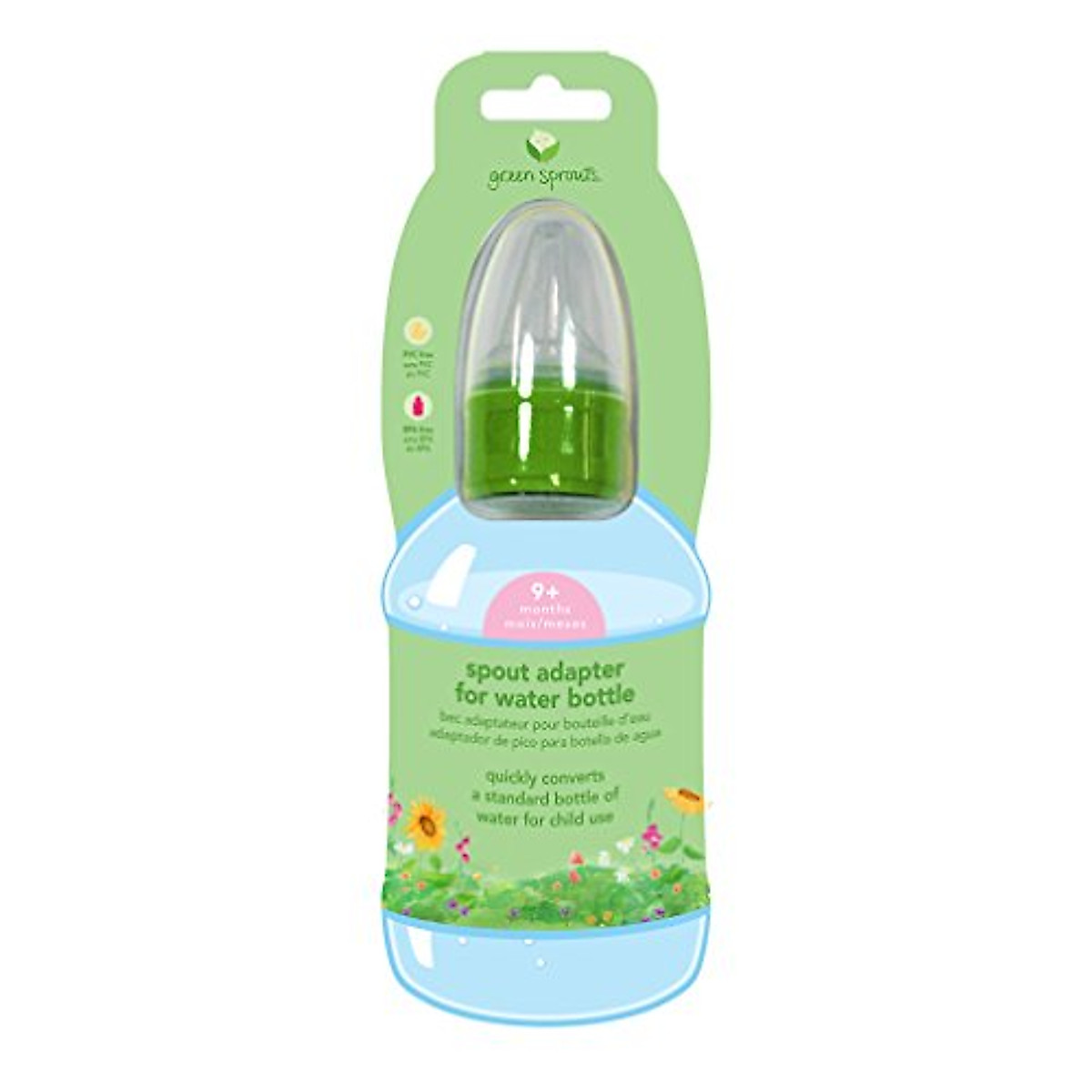 green sprouts Spout Adapter for Water Bottle, Quickly Converts a Standard Bottle into a Sippy Cup, Collar Fits Two Bottle Sizes, One Size