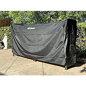 Woodhaven 8 Foot Waterproof Full Cover - Covers 1/2 Cord Outdoor Firewood Rack - Reinforced Vinyl With Velcro Straps - Keeps Logs Dry (Black)