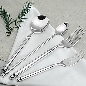 Dinner Forks,Manual Forged 18/10 Stainless Steel Silverware Forks,Modern Round Handle Cutlery Table Forks,Set of 4,Mirror Finish and Dishwasher Safe