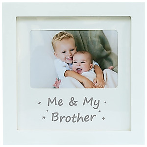 HAMUIERS Me and My Brother Picture Frame, Sibling Picture Frame, Baby Keepsake Picture Frame, Little or Big Brother Gift, Nursery Décor, White