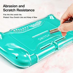 [2+1Pack]iVoler Tempered Glass Screen Protector for Nintendo Switch Lite(2Pack)with Case Carrying Protective TPU Case for Nintendo Switch Lite, Grip Cover with Shock-Absorption Anti-Scratch, HD Clear