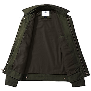 WenVen Men's Casual Cotton Light Jacket Military Barn Coat (Army Green, M)