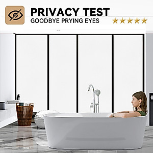 Bectosy Window Privacy Film Frosted Glass Window Film Heat UV Blocking Static Cling Non-Adhesive Window Frosting Film for Bathroom Home Office(White Frosted, 23.6" x 157.5")