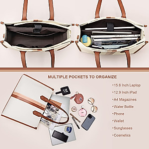 ESTARER Laptop Tote Bag 15.6 Inch, Women Laptop Bag Water-resistant Canvas Work Bag, Casual Shoulder Bag Handbag Briefcase Purse for Office/College/Travel