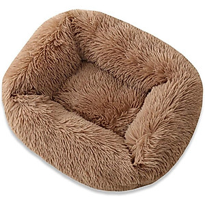 Bed Light Brown Plush Square Beds for Small Medium Large Dogs Super Soft Winter Warm Sleeping Mats for Cats 1Pcs S