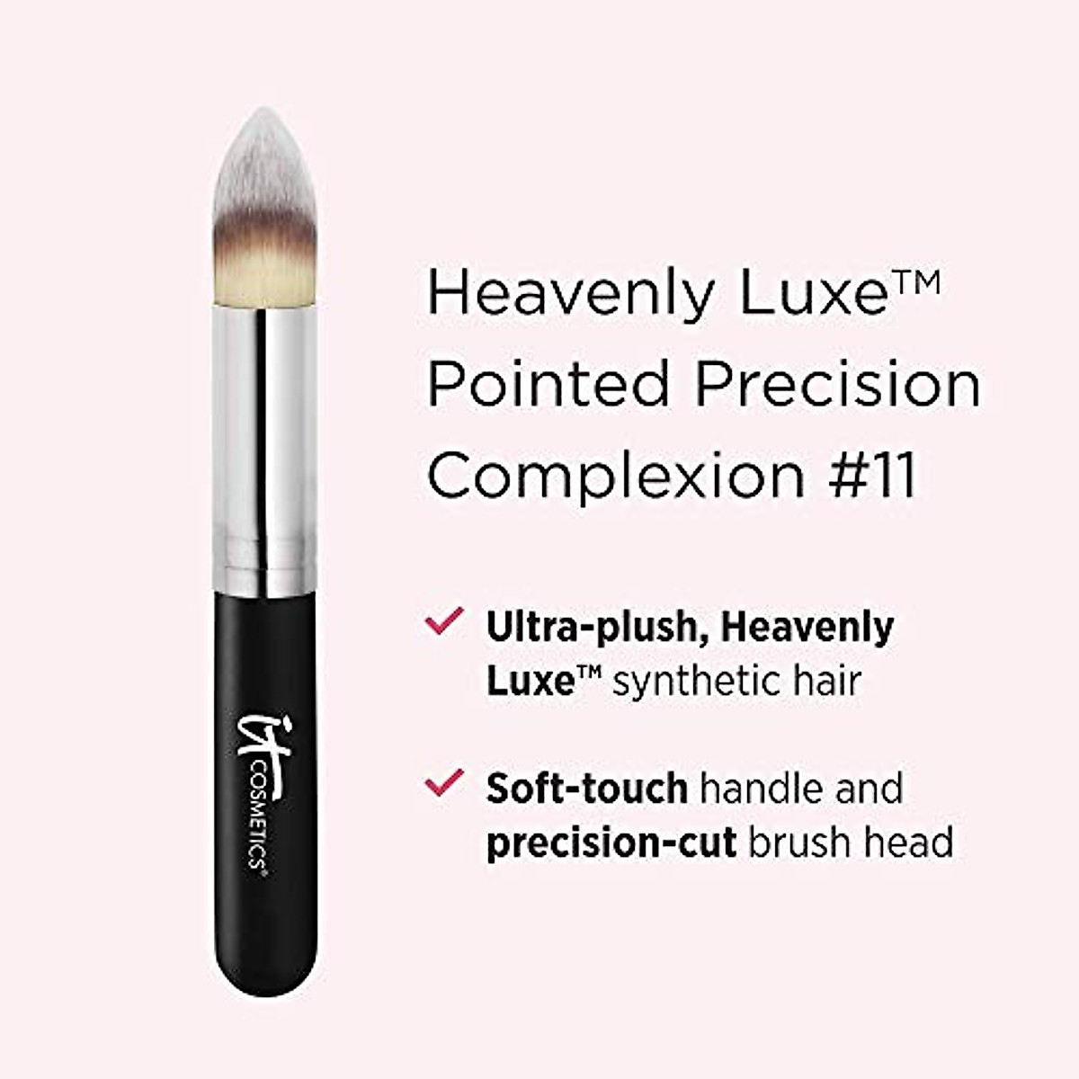 IT Cosmetics Heavenly Luxe Pointed Precision Complexion Brush #11 - Luxurious, Controlled Application - For Cream & Powder Makeup - Soft, Pro-Hygienic Bristles