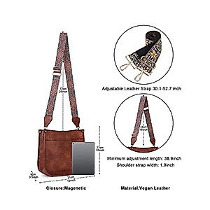 Caitina Cross Body Bag Vegan Leather Hobo Handbags Designer Crossbody Purses Bucket Bag For Women with 2 Adjustable Strap(Dark Brown)