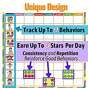 Kanru Behavior Chart for Kids at Home, Magnetic Reward Chart, Responsibility Chart, Chore Chart, Star Chart, Accommodate 1-3 Kids (for Home Use)
