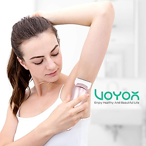 VOYOR Electric Razor for Women - Rechargeable Shaver Wet & Dry Painless Bikini Trimmer Cordless Lady Shavers for Body and Underarms IPX7 Waterproof Hair Removal Set with Face Brush ES400