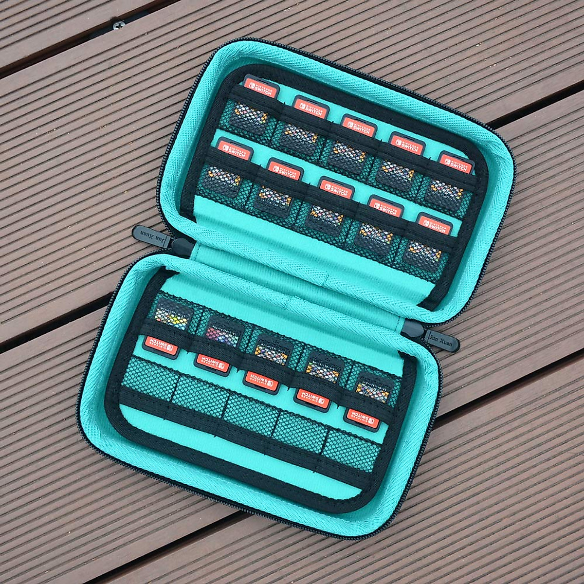 Jun Xuan Game Card Storage Case for Nintendo Switch Cartridges - Holds 40 Games - Black/Grey