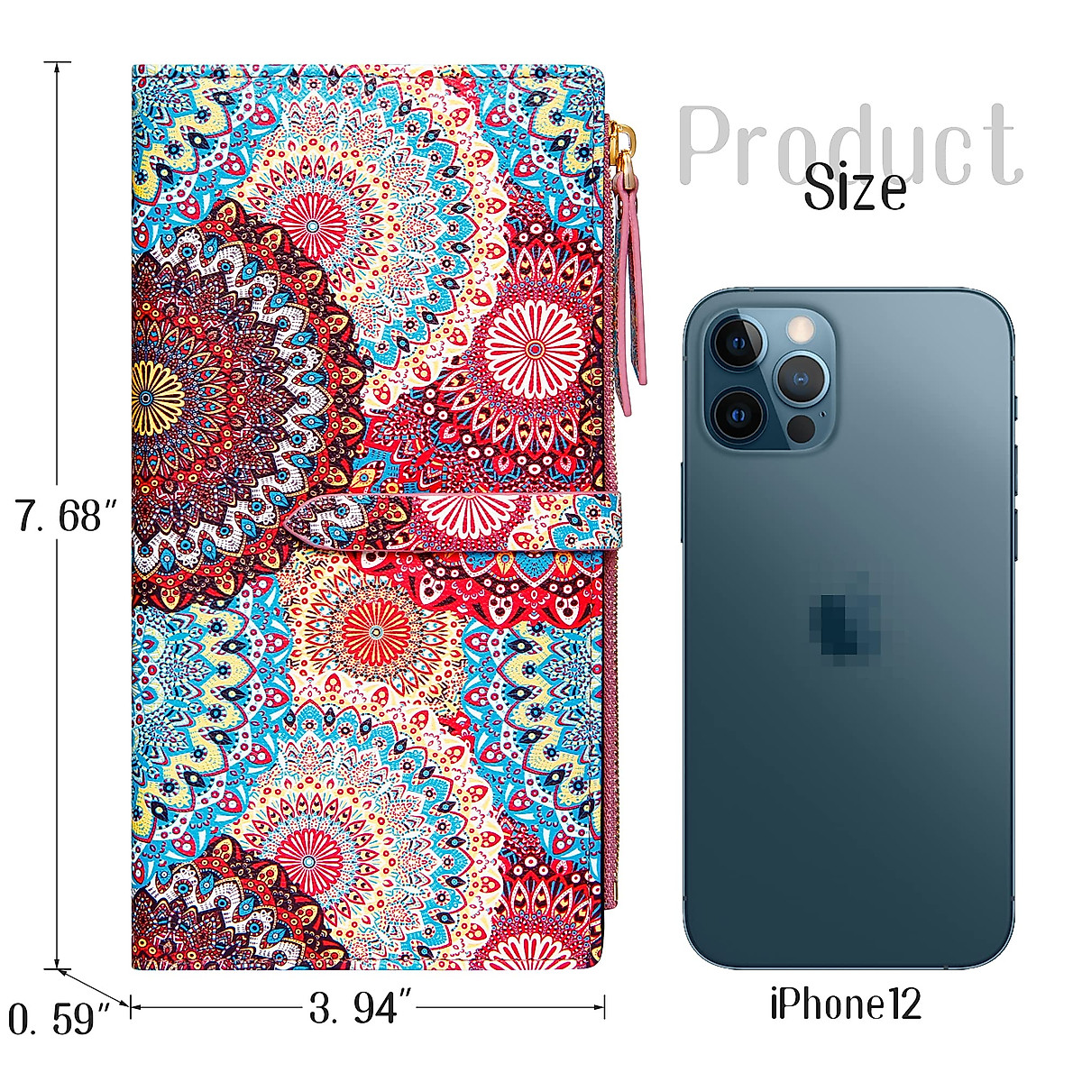 KUKOO Women Wallet Ultra Slim RFID Credit Card Holder Thin Bifold Clutch Checkbook Wallets with Zipper Pocket