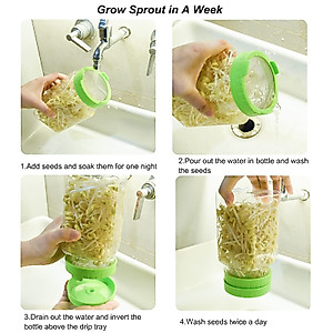 3 Set Sprouting Lids- Mason Jar Strainer Lid Sprout Maker Lids with Stainless Steel Screen Germination Kit Seed Sprout Jar Lids with Drip Tray for Regular Wide Mouth Mason Jars（Bottle Not Include)