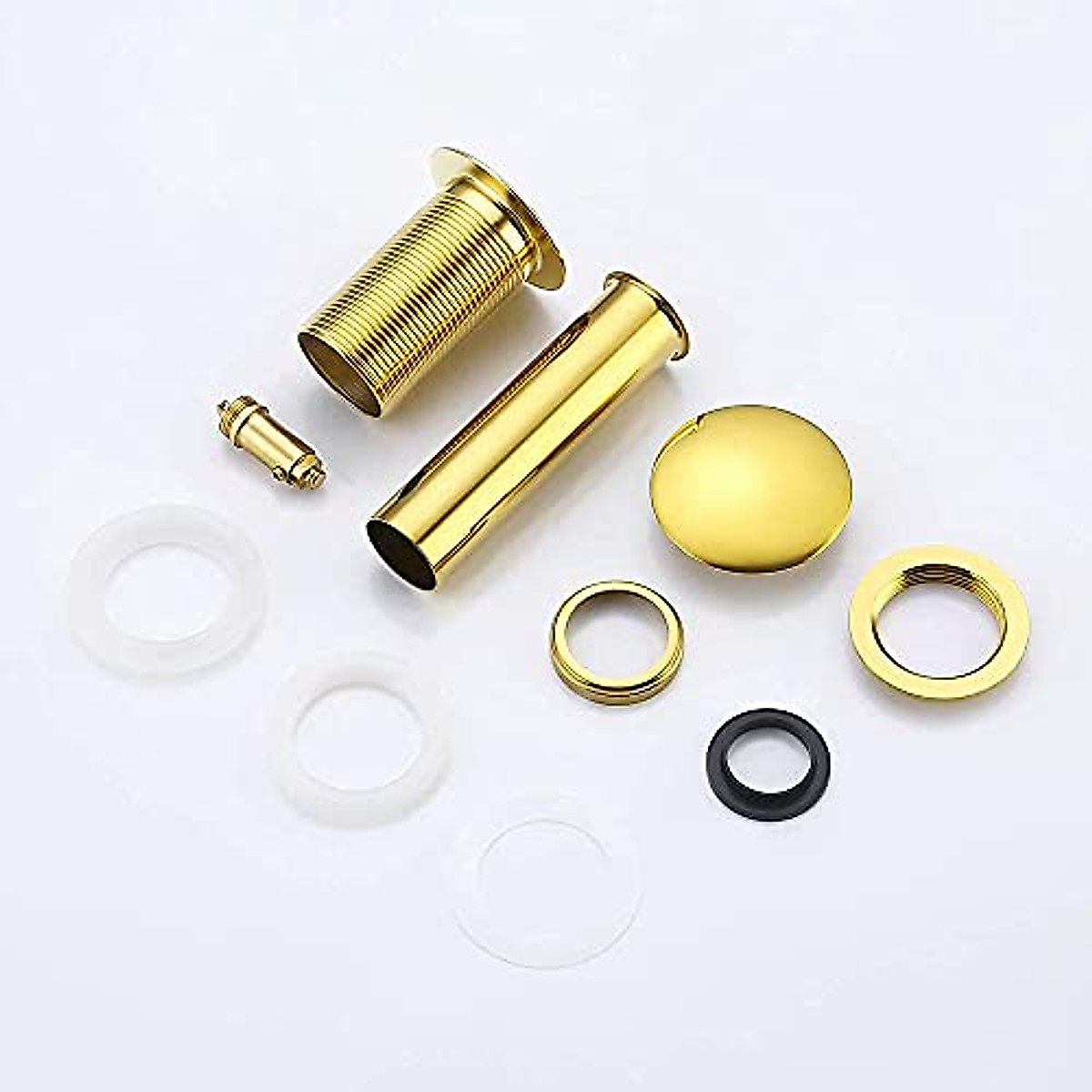 AZOS Bathroom Sink Drain Stopper Pop up Drain Without Overflow for Vessel Sink Lavatory Vanity, Brass Polished Gold Anti-Clogging Drain