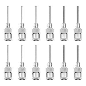 EXCEART 12Pcs Dispensing Needle Blunt Tip Stainless Steel Lock Needles Accuracy Precision- yringe Needle (16G)