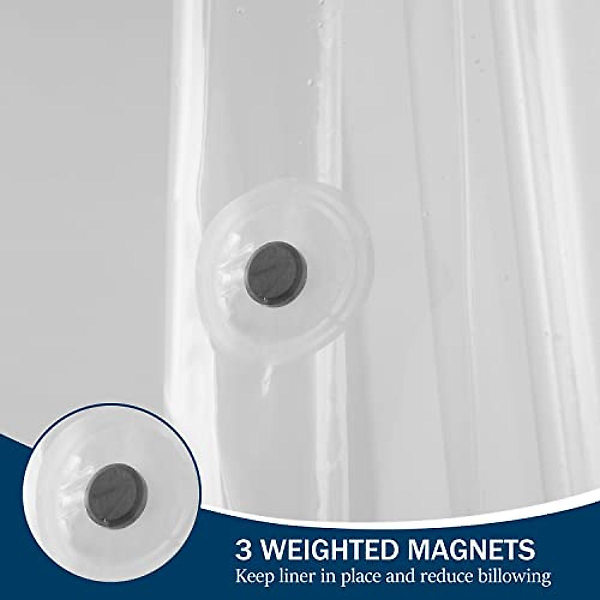 downluxe Waterproof Clear Shower Curtain Liner - PEVA Lightweight Plastic Shower Liner with 3 Magnets, Shower Curtains for Bathroom, 72" x 72", Clear