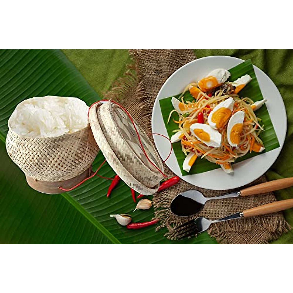 Heavens Tvcz Thai Bamboo Rice Container Basket Laos Traditional Weave Wickerwork Keeping After Steaming Keep Warm