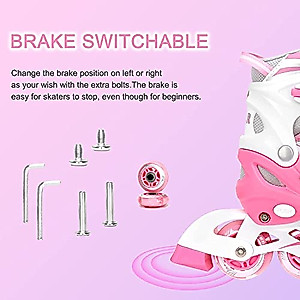 JeeFree 4 Size Adjustable Inline Skate for Kids,Children's Inline Skates with Light Up Wheel,Outdoor Illuminating Roller Blades Skates for Girls,Boys and Beginners