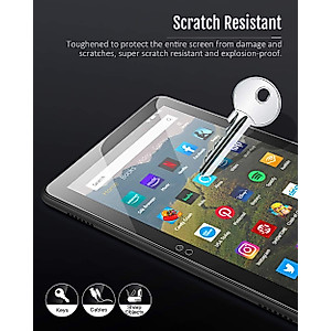 MoKo Case with Temperd Glass Screen Protector Fits Kindle Fire HD 8 & 8 Plus Tablet (12th Generation/10th Generation, 2022/2020 Release) Slim Folding Stand Cover with Auto Wake/Sleep, 9H Hardness Film