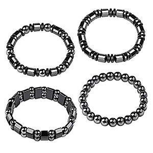 THUNARAZ 4Pcs Hematite Bracelet for Men Women Bangle Bracelet Magnetic Tiger Eye Bracelets