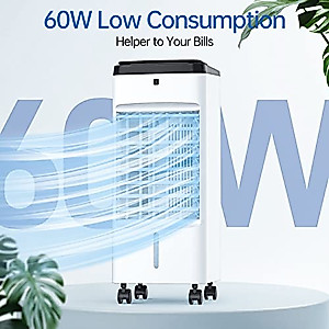 Evaporative Cooler, SEEPER 3-IN-1 Room Air Conditioner, 1-Second Fast Cooling Air Cooler w/ 70°Oscillation, 20FT Remote Controller & 12H Timer, 3 Wind Speeds 22-IN Air Conditioner Portable for Room