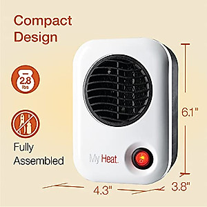 Lasko MyHeat Personal Mini Space Heater for Home with Single Speed, 6 Inches, White, 200W, 101