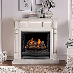 Duluth Forge DLS-24R-1 Dual Fuel Ventless Fireplace Logs Set with Remote Control, Use with Natural Gas or Liquid Propane, 33000 BTU, Berkshire Split Oak, 24 Inches