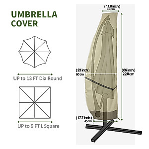 Outdoor Patio Banana Umbrella 600D Waterproof Cover for 9-13 FT Offset Cantilever Banana Umbrella (Beige)