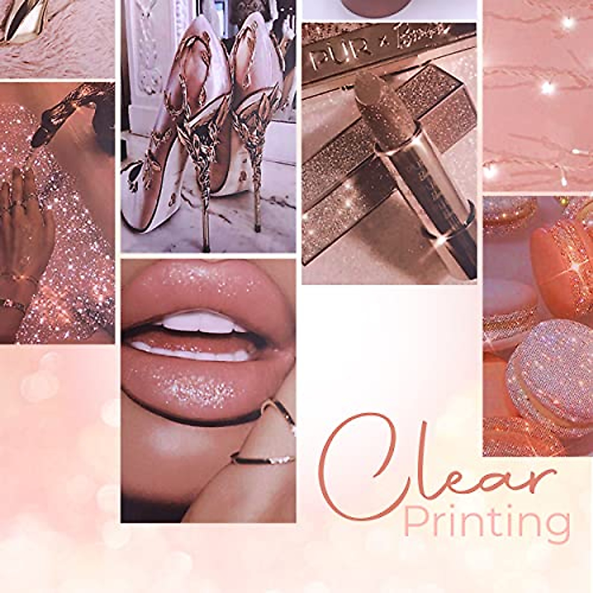 East Coast Mart Wall Collage Kit - 50 Pcs, 4x6 Inches, Photo Collage kit for Wall Aesthetic, Dorm Photo Display, Rose Gold Room Décor Aesthetic for Teen Girls