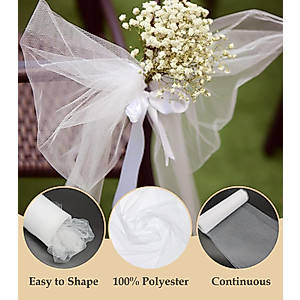 Luceinvita Tulle Fabric Roll, 54" x 10 Yards (30FT) Tulle for Wedding Christmas Decorations Pew Bow Tutu Party Backdrop Baby Shower Table Skirts Gift Wrapping Garden Netting (White)