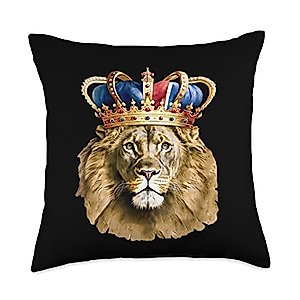 Visit King Charles Coronation 2023 Gifts Store King Charles Lion Royal Crown Family Coronation 2023 Gifts Throw Pillow, 18x18, Multicolor