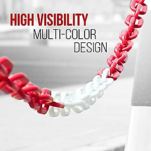 Pyle Safety Chain Barrier Plastic Links - 82' Ft Caution Security Chain Link Barriers Crowd Control, Door Driveway Garage Kids Safety Blocker, Multi color (6mm)