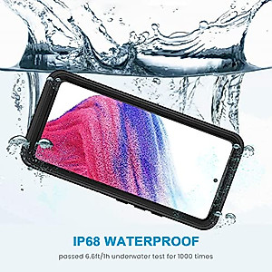 Lanhiem Samsung Galaxy A53 5G Case, IP68 Waterproof Dustproof Case with Built-in Screen Protector, Rugged Full Body Shockproof Phone Cover for Samsung A53 5G, Black/Clear