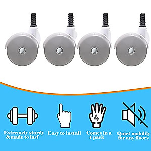 Baby Walker Wheels Replacement, Set of 4, Baby Walker Accessories, Plastic Wheels Casters, Universal Wheels (Grey), 10mm